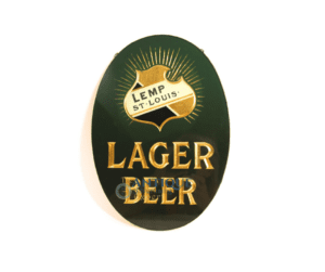 A RARE BRILLIANT GREEN REVERSE-ON-GLASS SIGN! LEMP BREWERY LAGER BEER ...